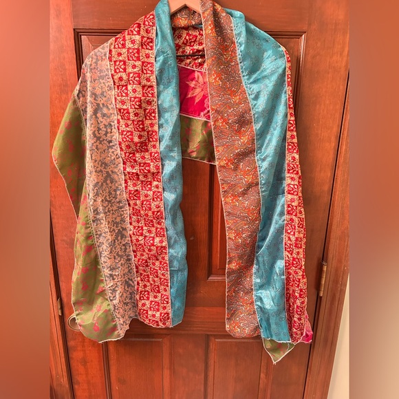 Source Unknown | Accessories | Colorful Patterned Upcycled Sari Scarf ...